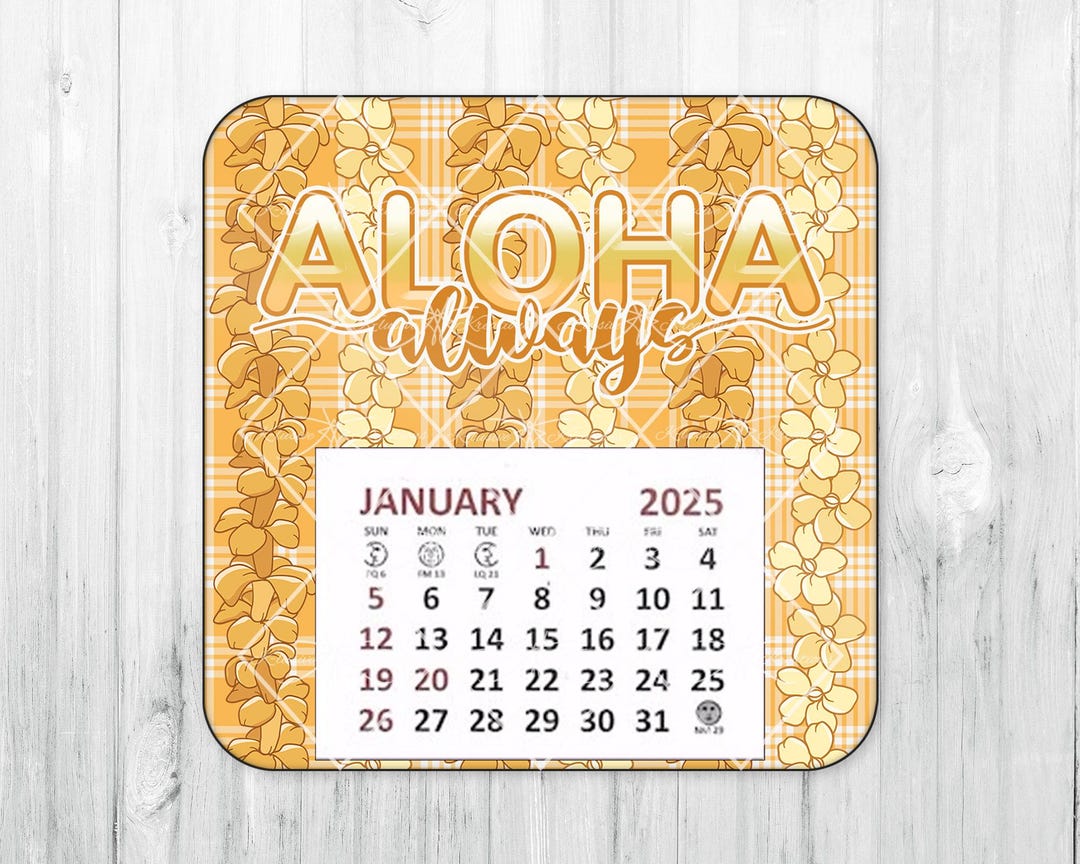 2025 Mini Magnetic Calendars Aloha Always Puakenikeni 2 Yelllow Palaka ...
