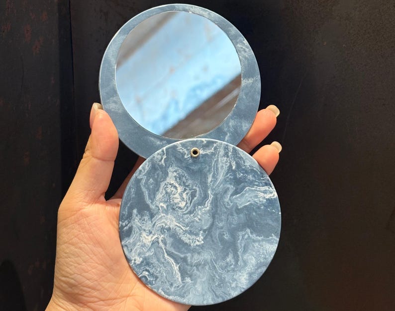 Ocean Blue Lightweight Pocket Mirror | Thin Portable Stone Mirror ...