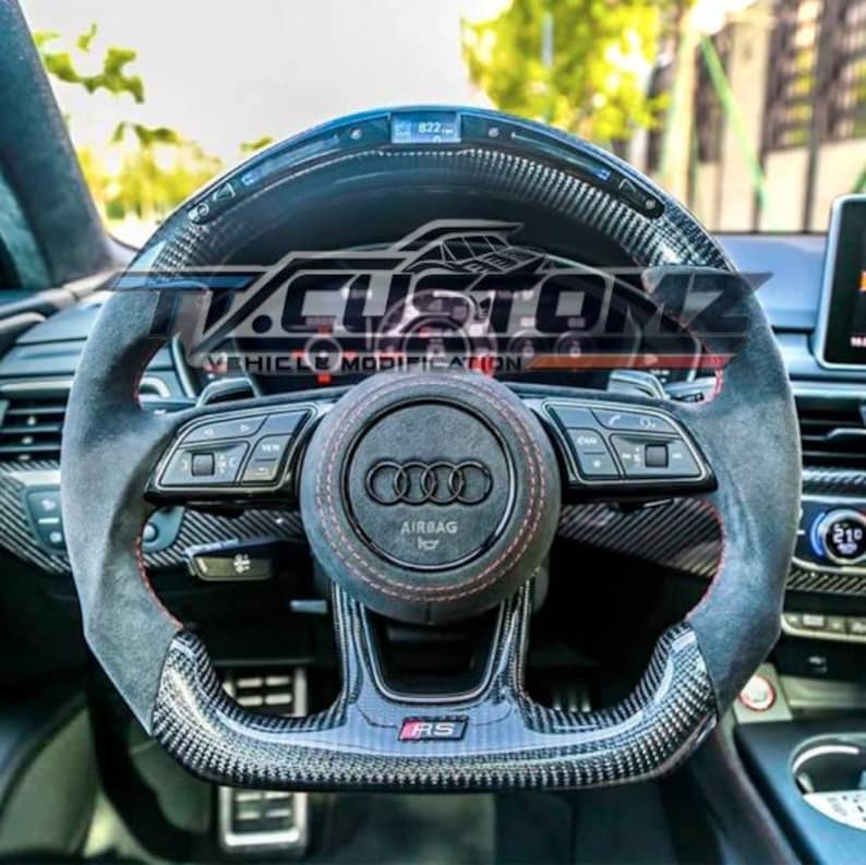 Kierownica z włókna węglowego LED w stylu Audi Rs A3 S3 RS3 RS4 RS5 ...