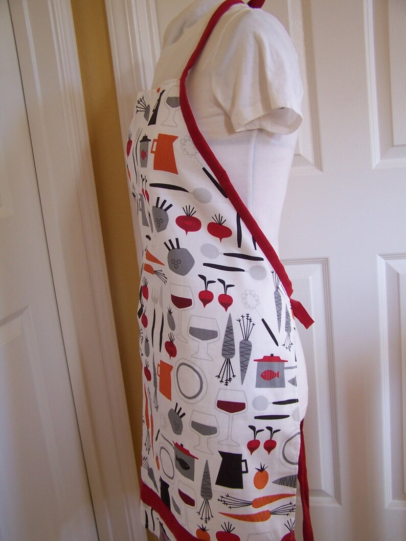 Unisex Full Apron, Wine and Food Print Cotton Canvas Fabric,full Apron ...