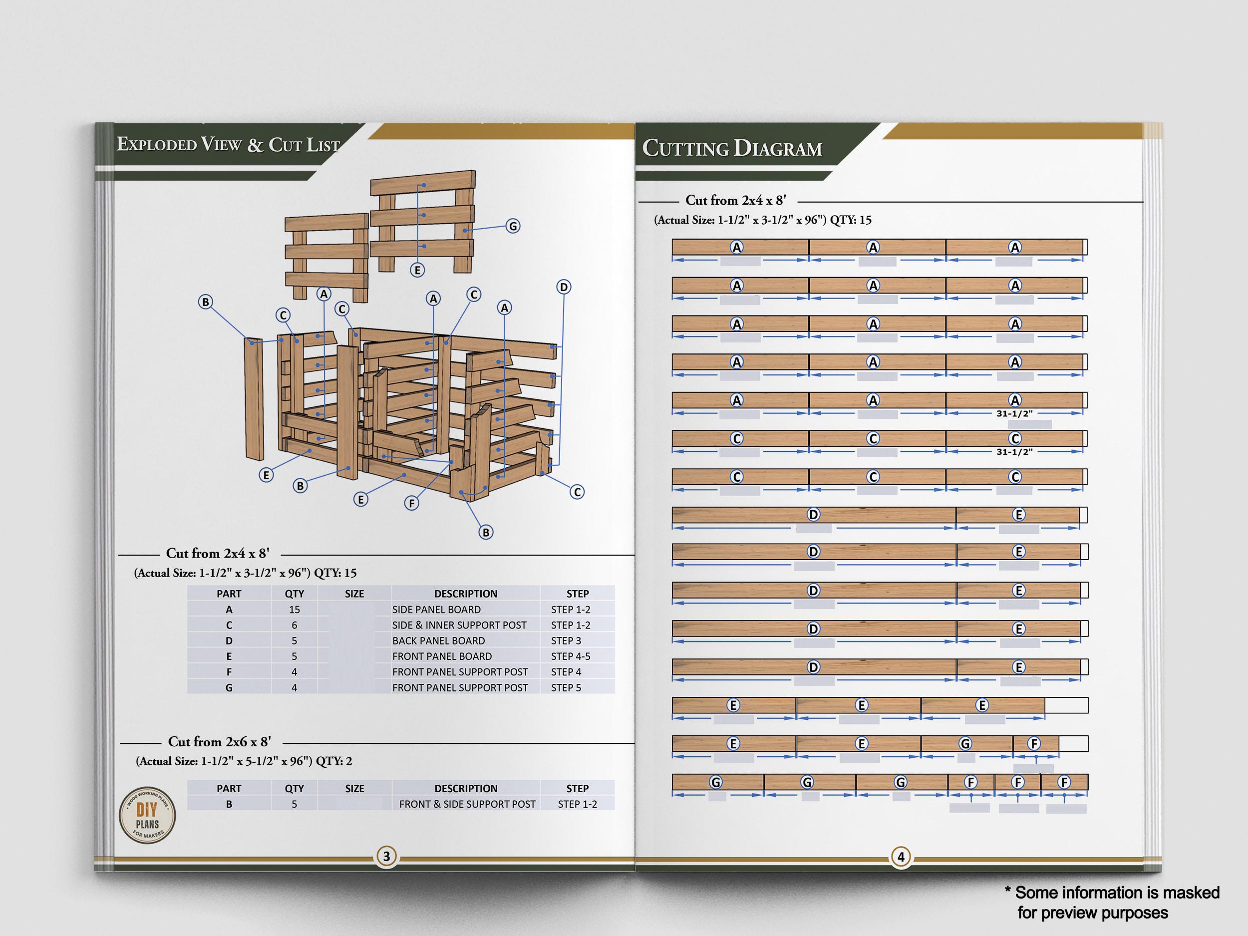 2-bay Compost Bin Plans | Removable Slats| Double Chamber Garden ...