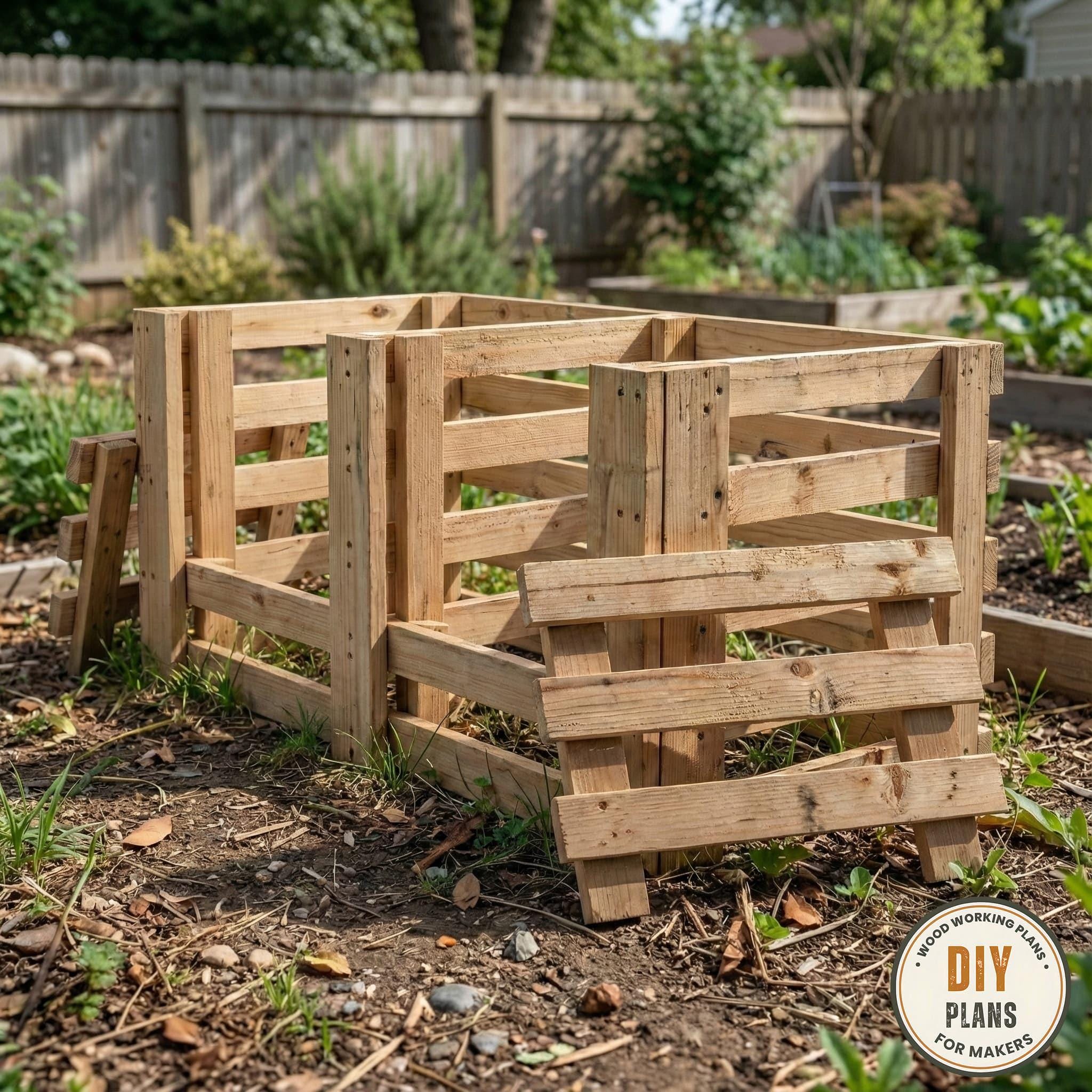 2-bay Compost Bin Plans | Removable Slats| Double Chamber Garden ...