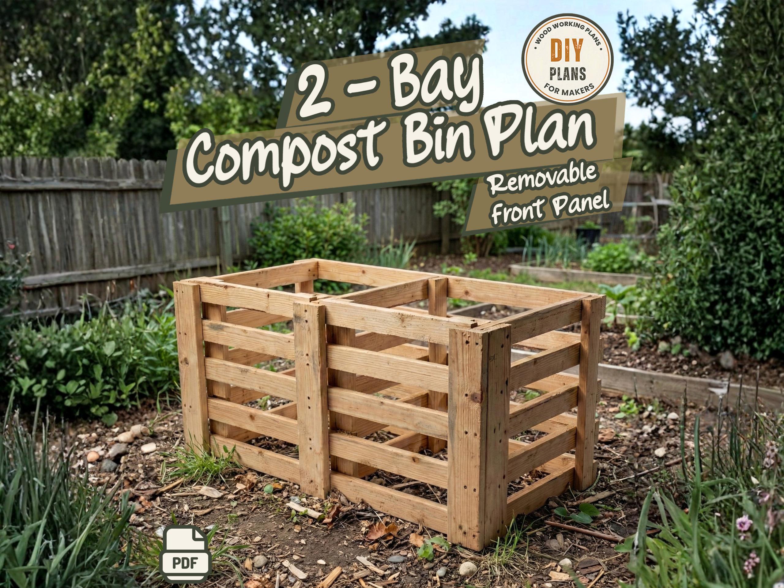 2-bay Compost Bin Plans | Removable Slats| Double Chamber Garden ...