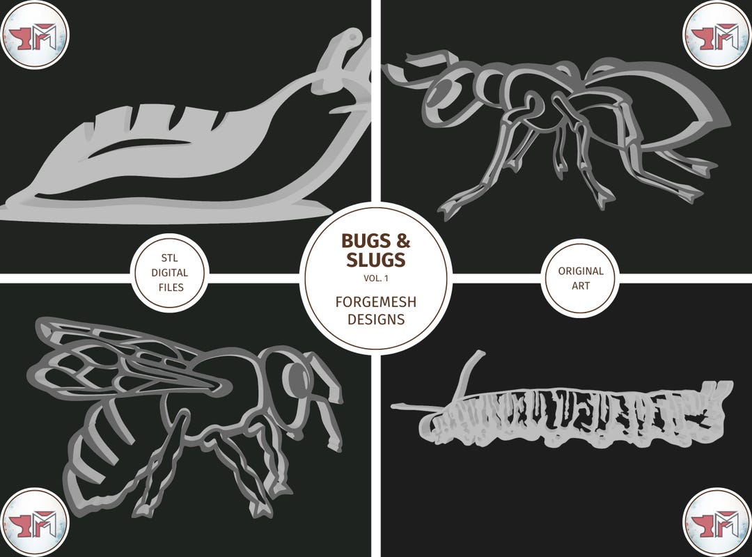 STL File Bundle Animals 3D Print Designs for Bugs and Slugs Wall Art ...