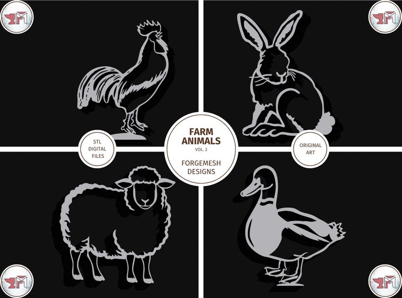 3D Printable Farm Animal Desk Decor – Rooster, Sheep, Duck, Rabbit (STL ...