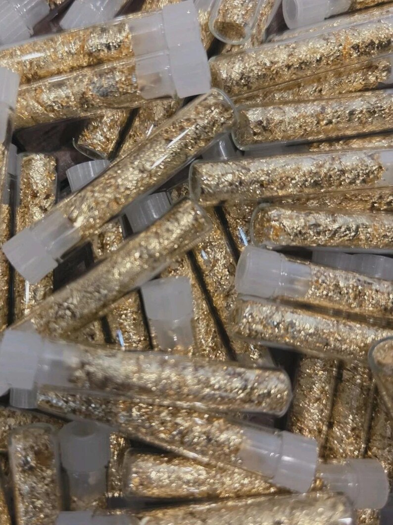 10 Silver Bullion Rounds Bars + 5 Gold Flakes Vials + 2 Oz Copper ...
