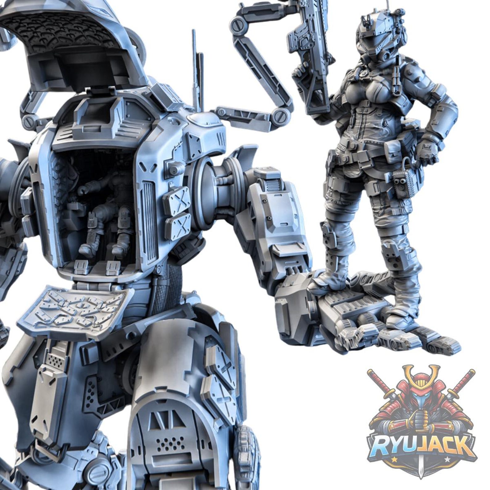 Giant Sci-fi Battle Mech STL | Futuristic Walker Robot Statue ...