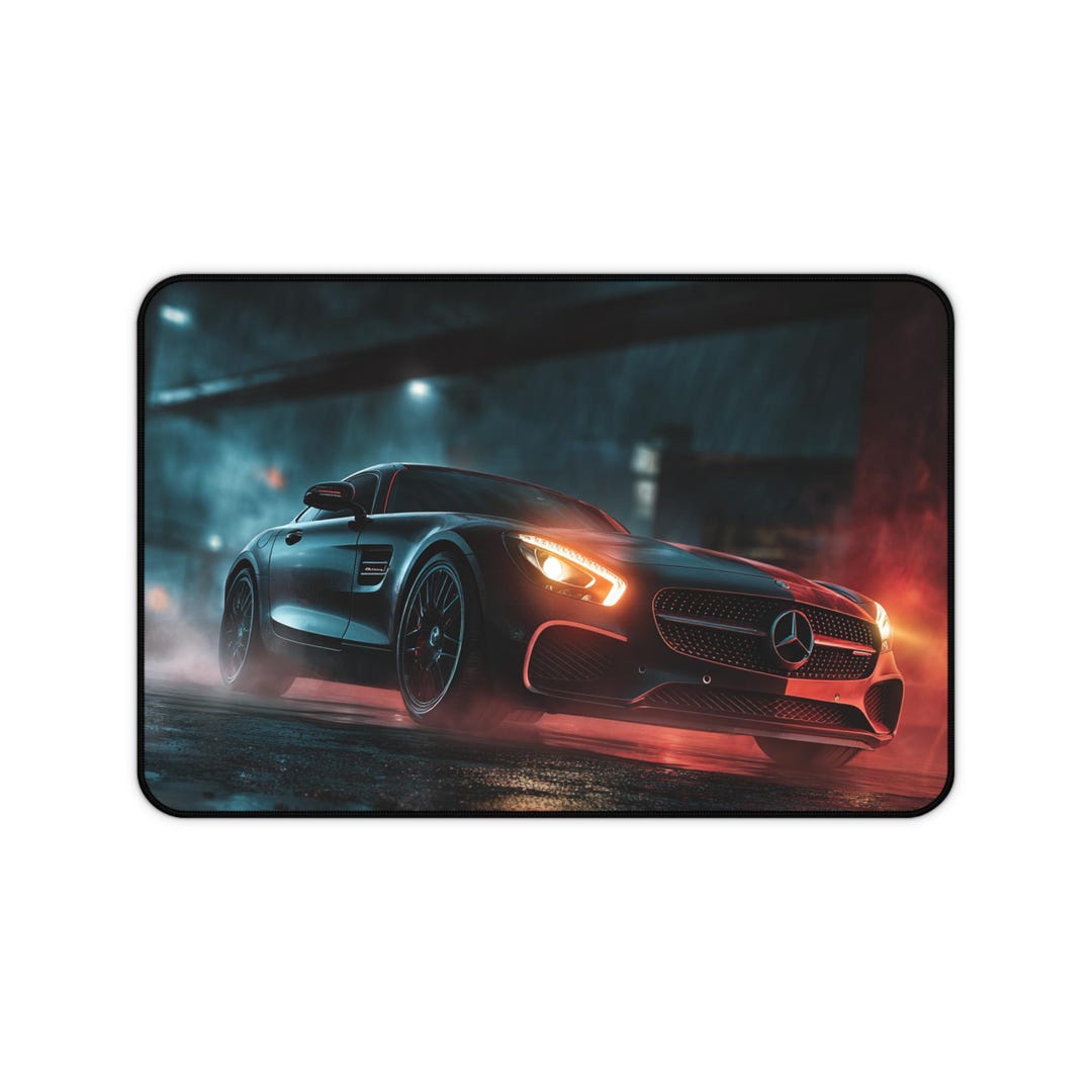Black Mercedes Sports Car Desk Mat | Racing Night Scene - Etsy