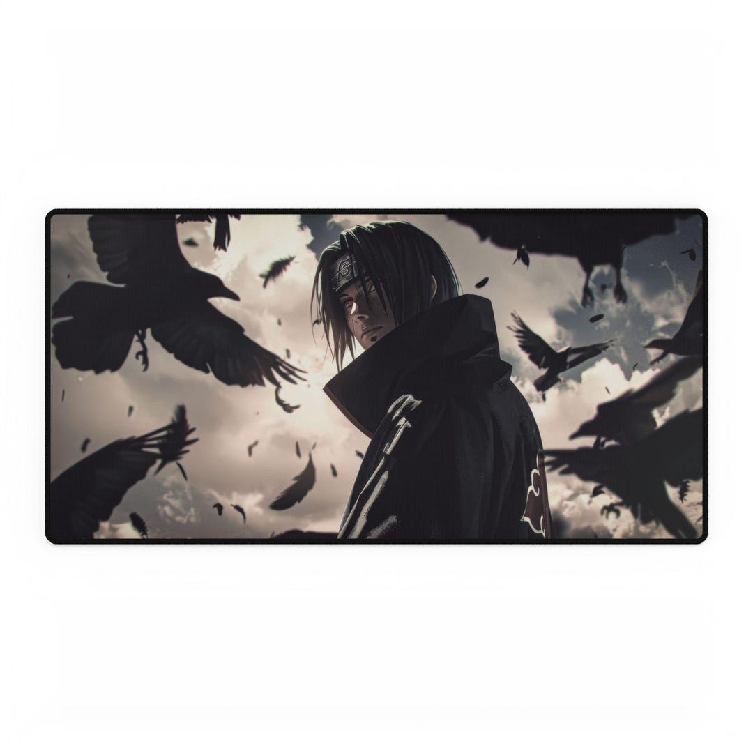 Itachi Uchiha With Crows Desk Mat | Anime Naruto Mouse Pad - Etsy