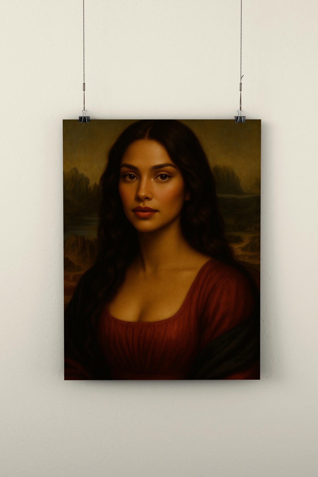 American Model – Mona Lisa Woman Portrait – Renaissance Vintage Wall ...