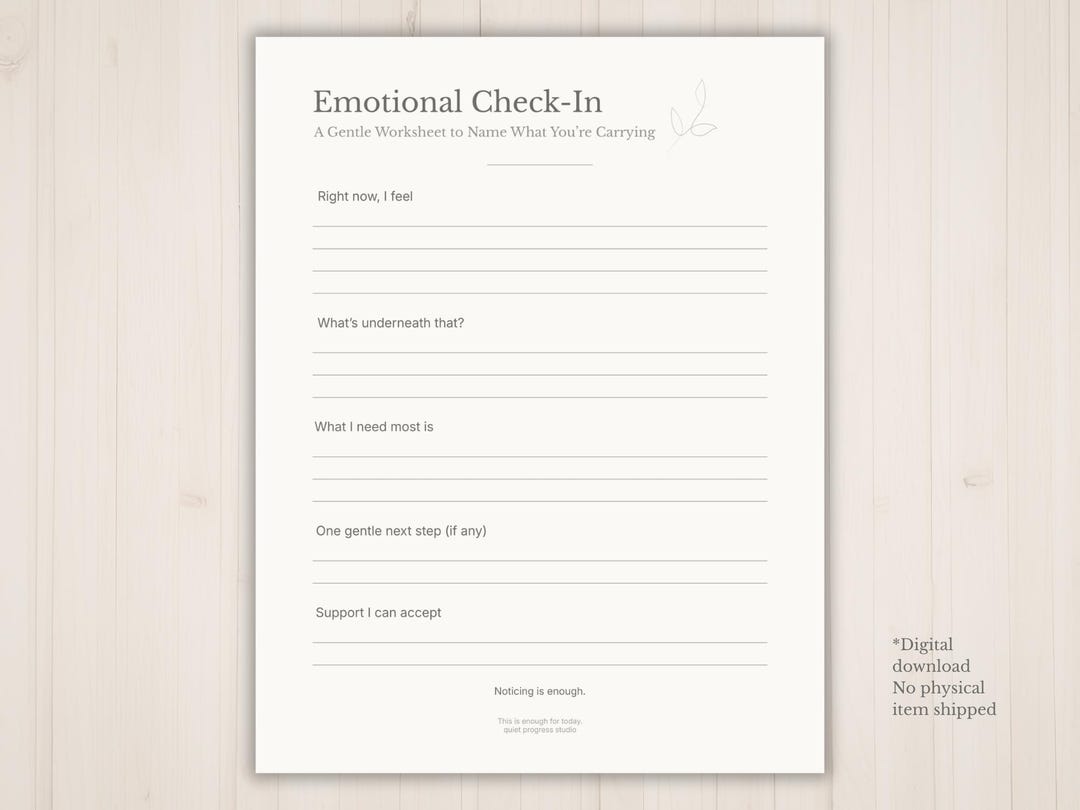 Emotional Check-in Worksheet – Mental Health Printable (PDF Download ...