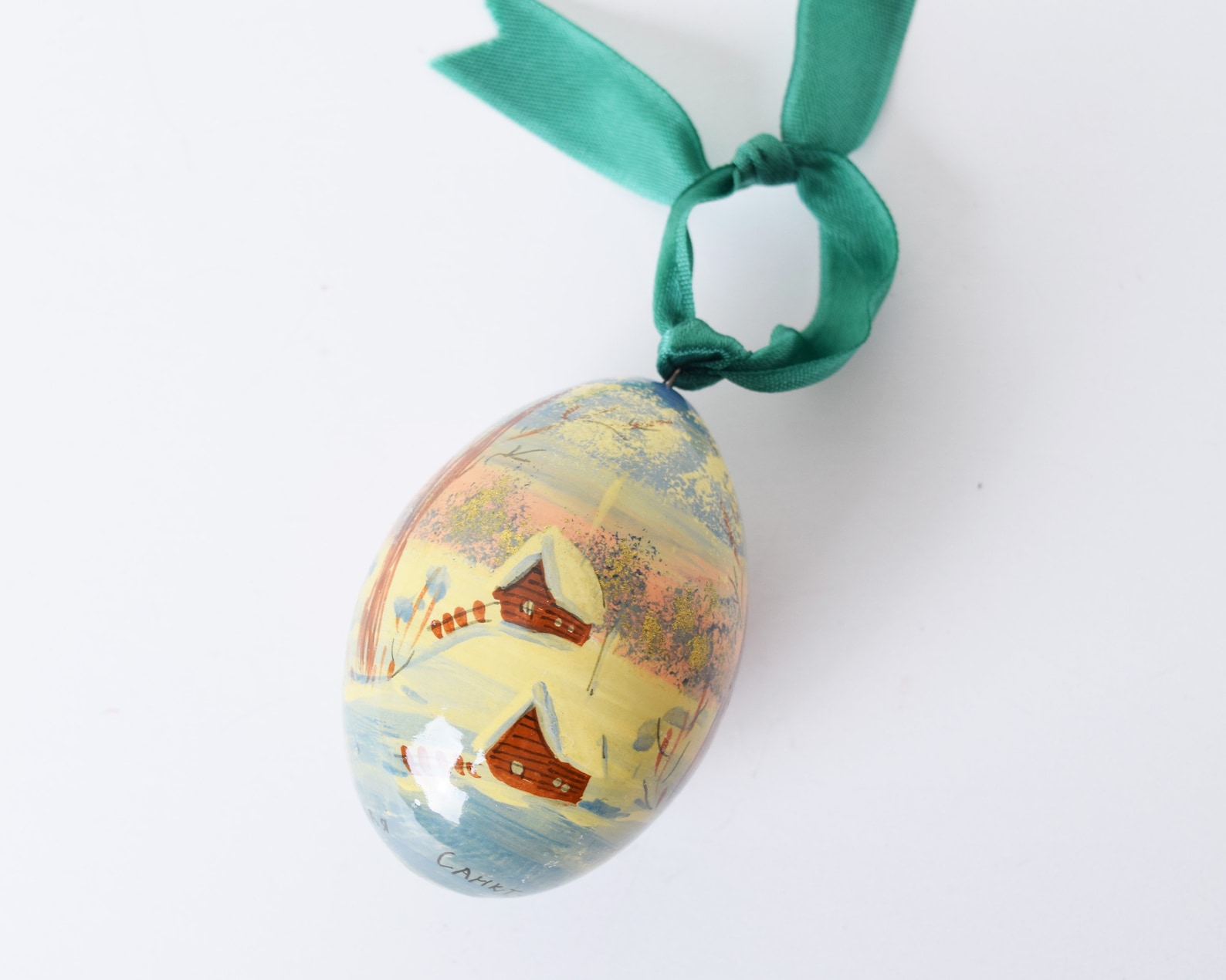 Russian Ornament Hand Painted Wood Egg Winter Scene Holiday - Etsy