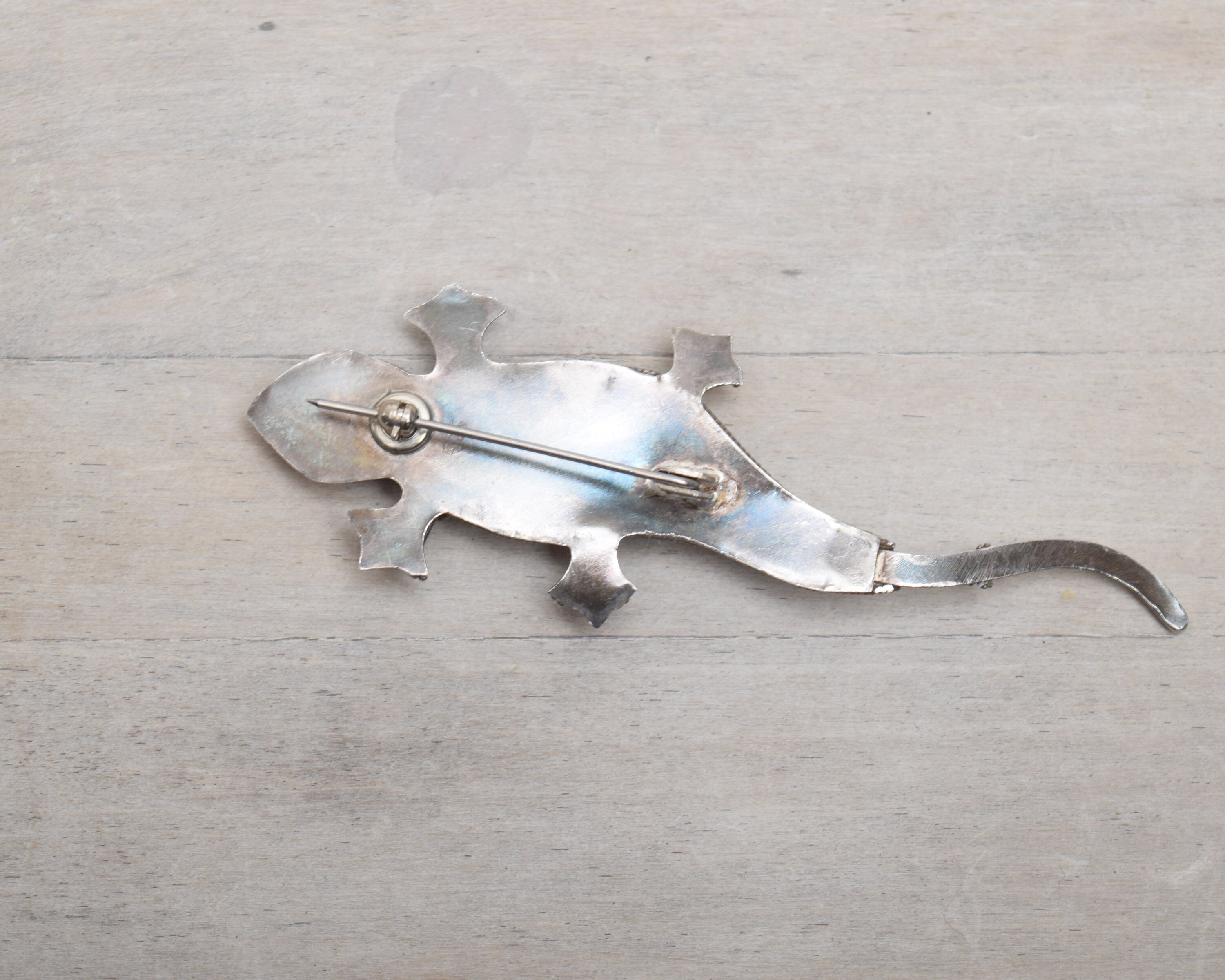 Antique Sterling Silver Lizard Brooch Artisan Made with | Etsy