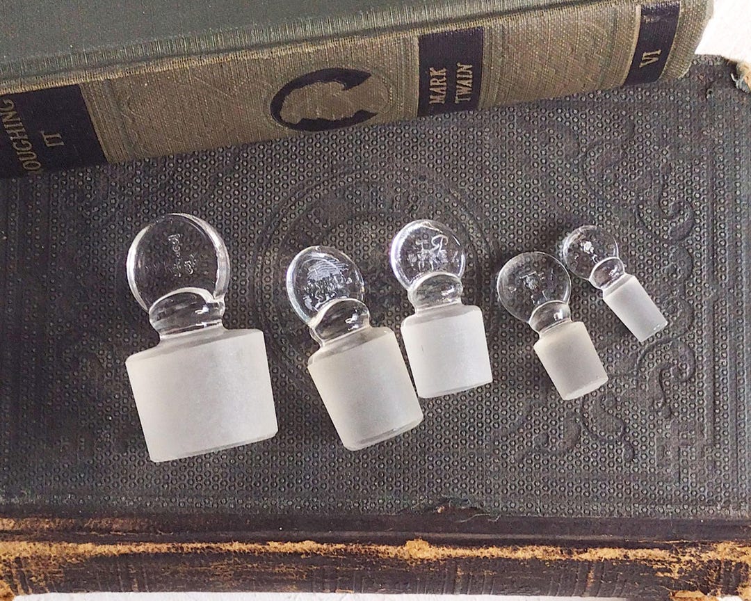 5 Vintage Glass Stoppers Chemistry Bottle Stoppers Pyrex Collectible - Etsy