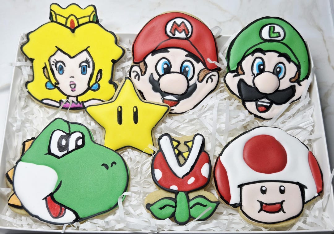 Mario Characters Hand Decorated Cookies. Set of 7 or Individual. - Etsy