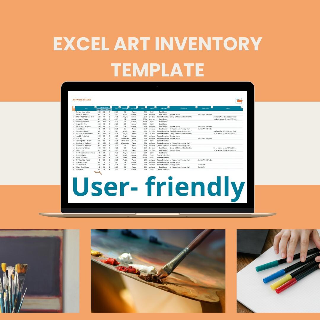 Excel Art Inventory Template | Manage and Track Your Artworks - Etsy