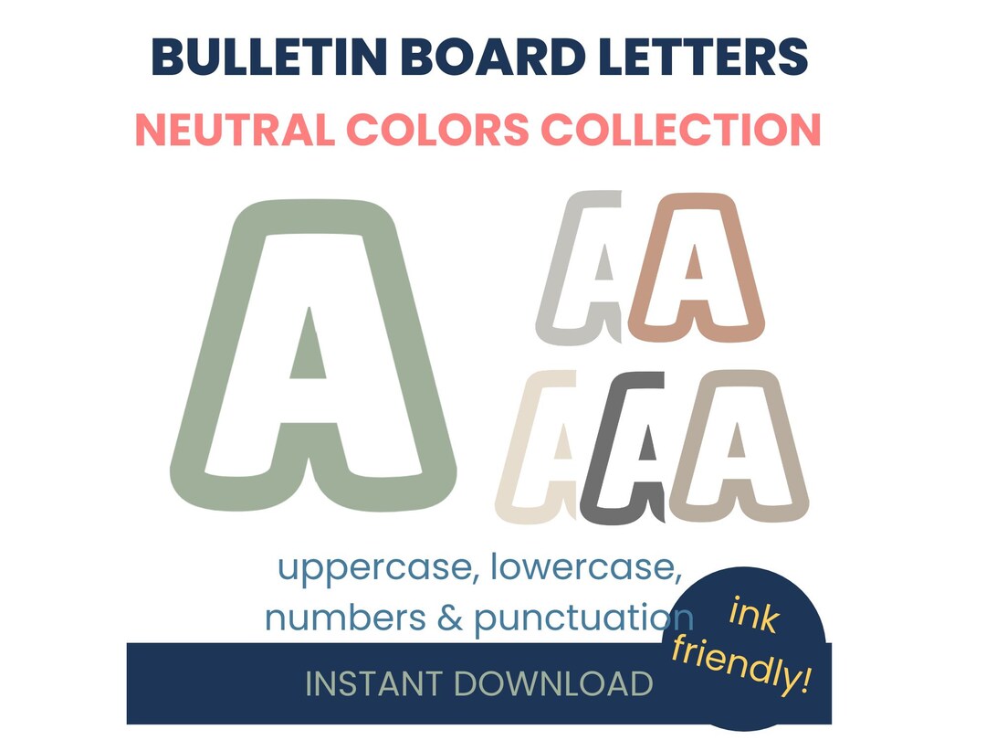 Neutral Tones Bulletin Board Letters, Classroom Decor Printable, Beige ...