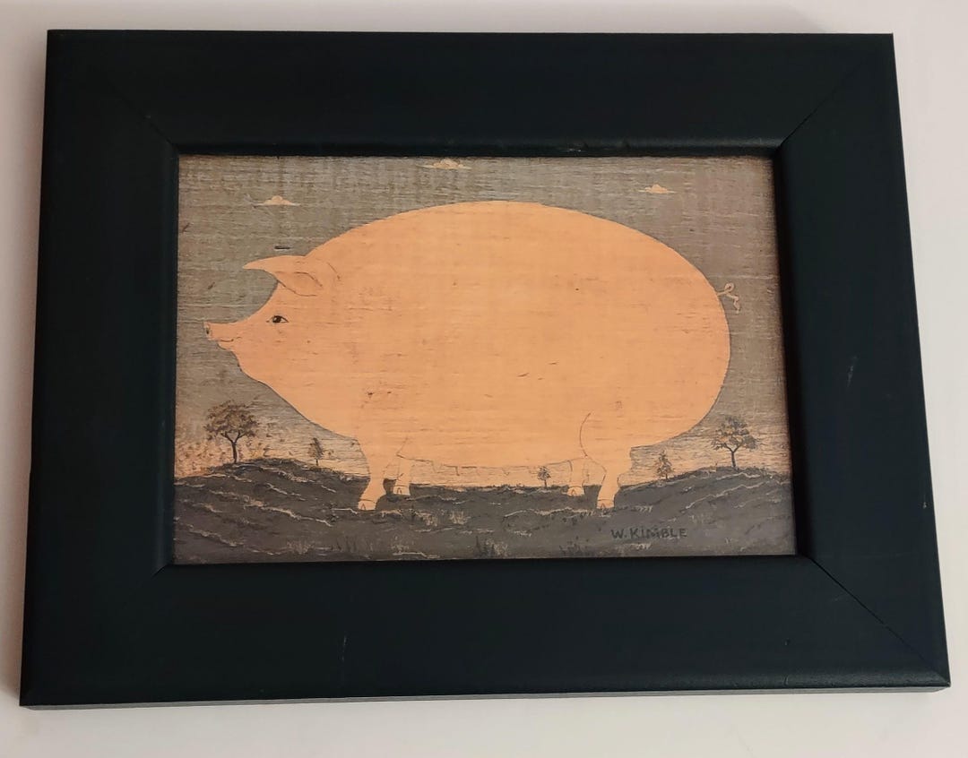 Framed Pig Print by Warren Kimble - Etsy