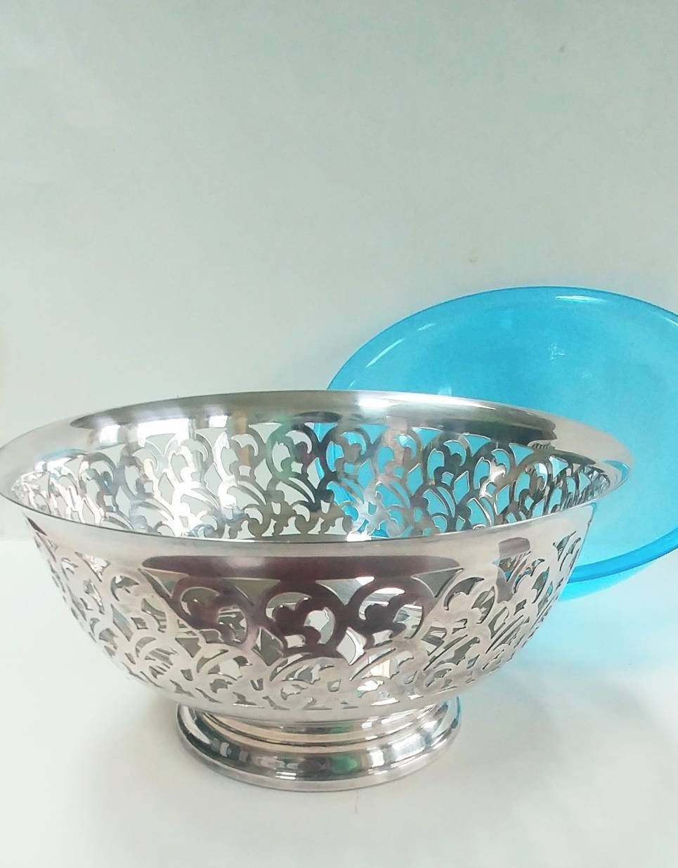 Vintage Bowlsilver Plated Bowl With Floral Lattice Design by - Etsy