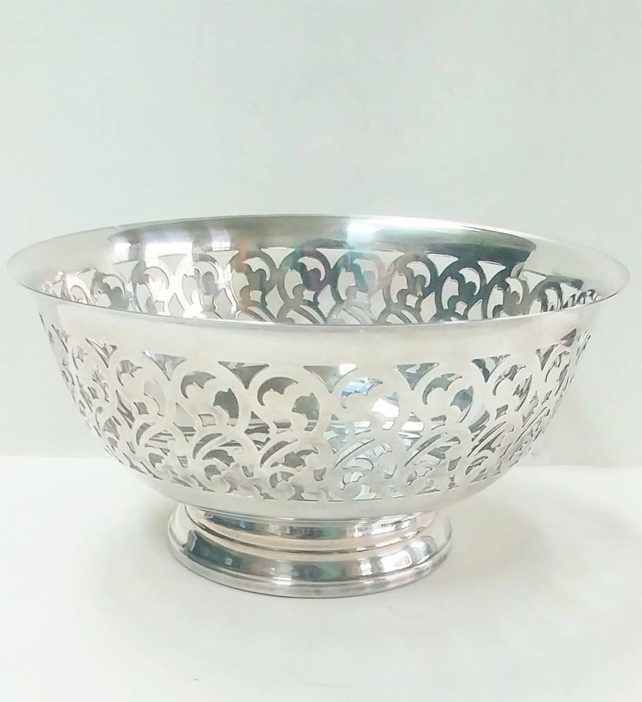 Vintage Bowlsilver Plated Bowl With Floral Lattice Design by - Etsy