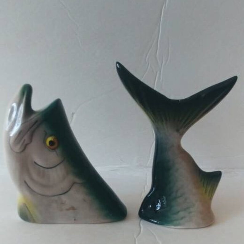 Vintage Fish Head and Fist Tail Salt and Pepper Shakers by Ross,ceramic ...