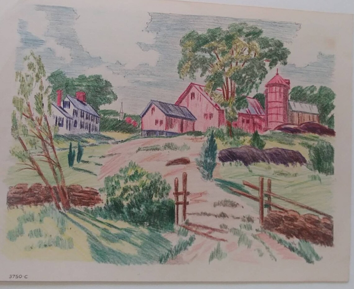 Vintage Farm Scene Print, Country Home Decor (13 3/8" X 10 1/4") - Etsy