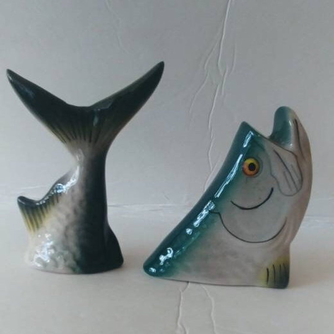 Vintage Fish Head and Fist Tail Salt and Pepper Shakers by Ross,ceramic ...