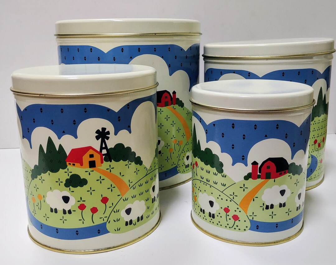 Vintage Nested Four Piece Metal Canister Set,decorware by Ballonoff ...