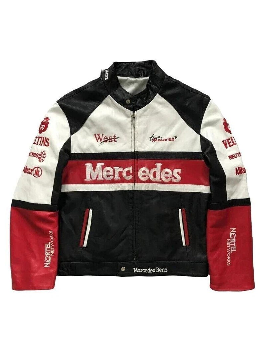 Men's Mercedes Benz Motorcycle F1 Jacket Handmade Genuine Cowhide ...