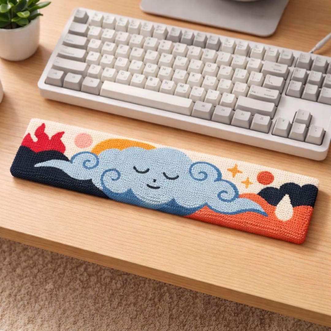 Tufted Yarn Keyboard Cushion – Handcrafted Soft Pad for Modern Desk ...