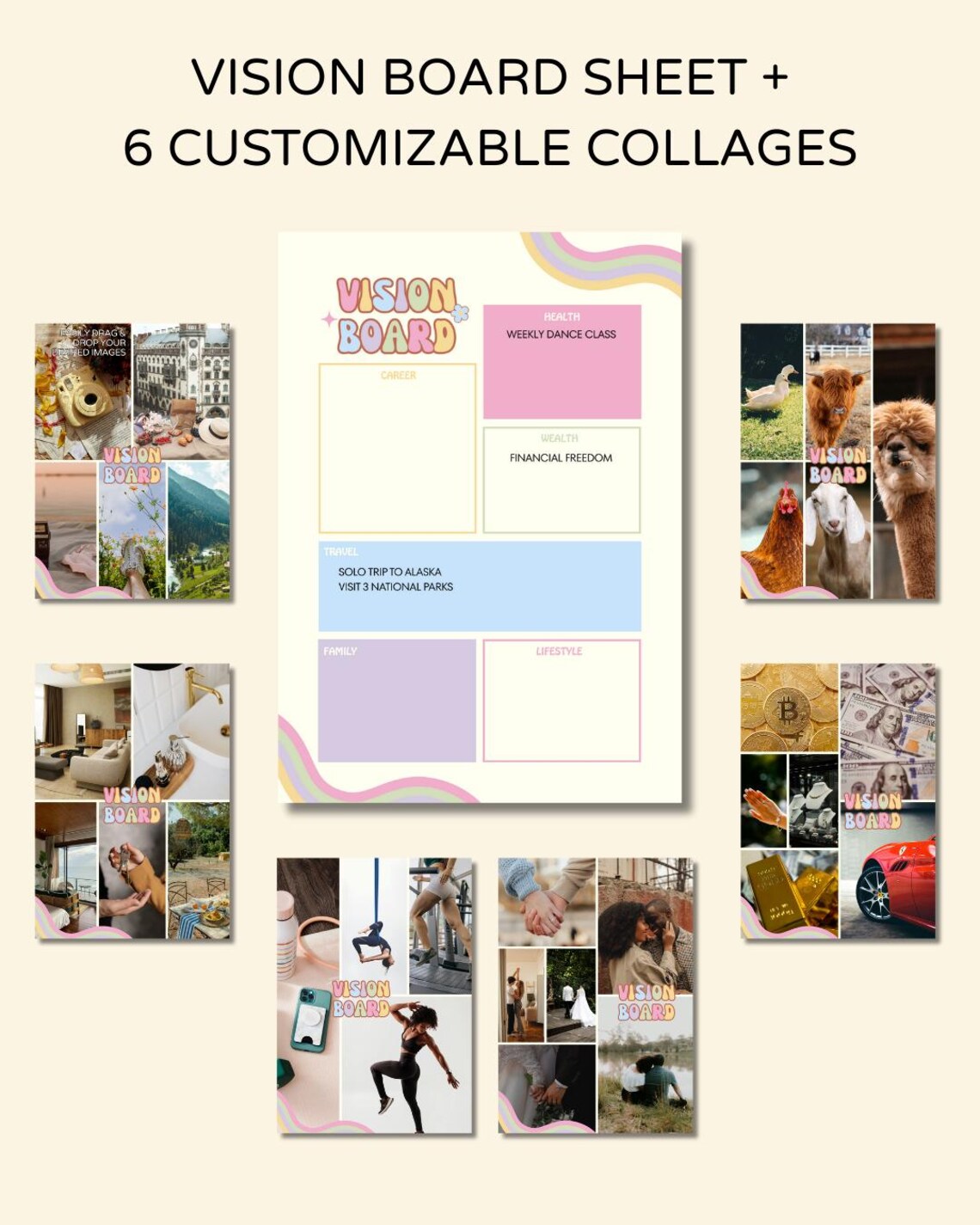 2026 Vision Board Collage Kit | Goal Setting | Manifestation Planner ...