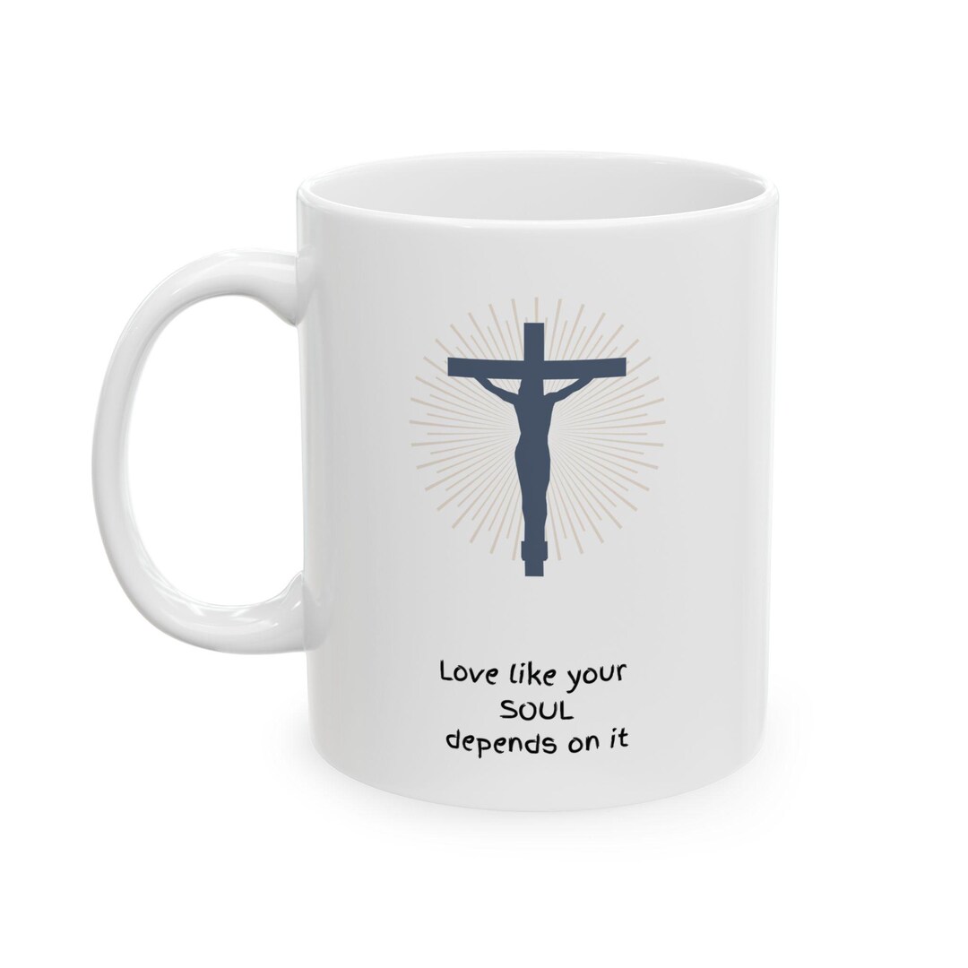 Jesus on Cross Bible Quote Mug | Ceramic Coffee Cup 11oz / 15oz - Etsy