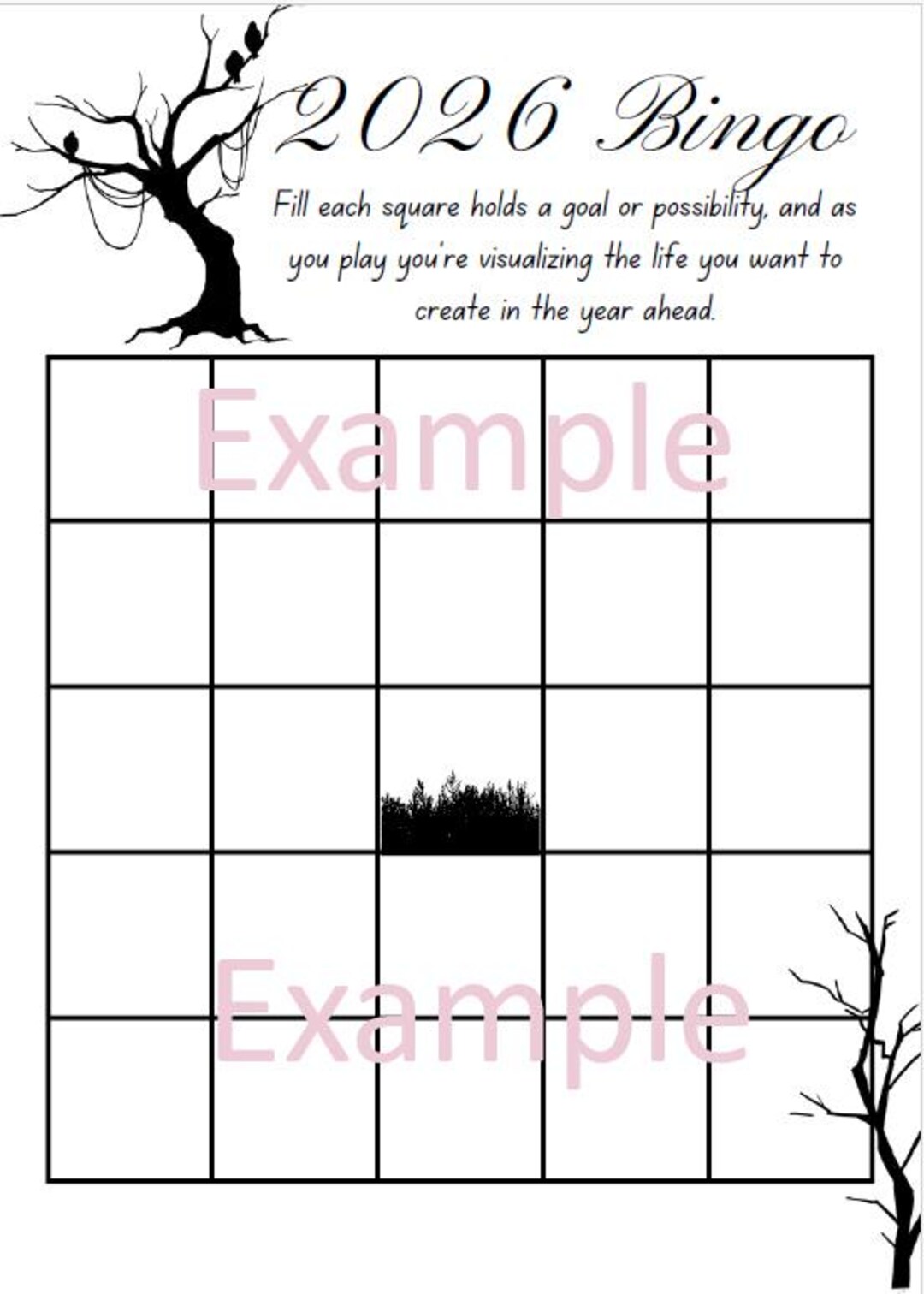 2026 Gothic Intentions Bingo Card | New Year Goal Tracker | Self ...