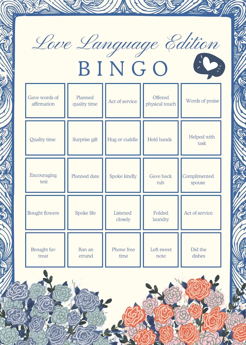 Couples Love Language Bingo Game, Date Night Icebreaker (instant ...