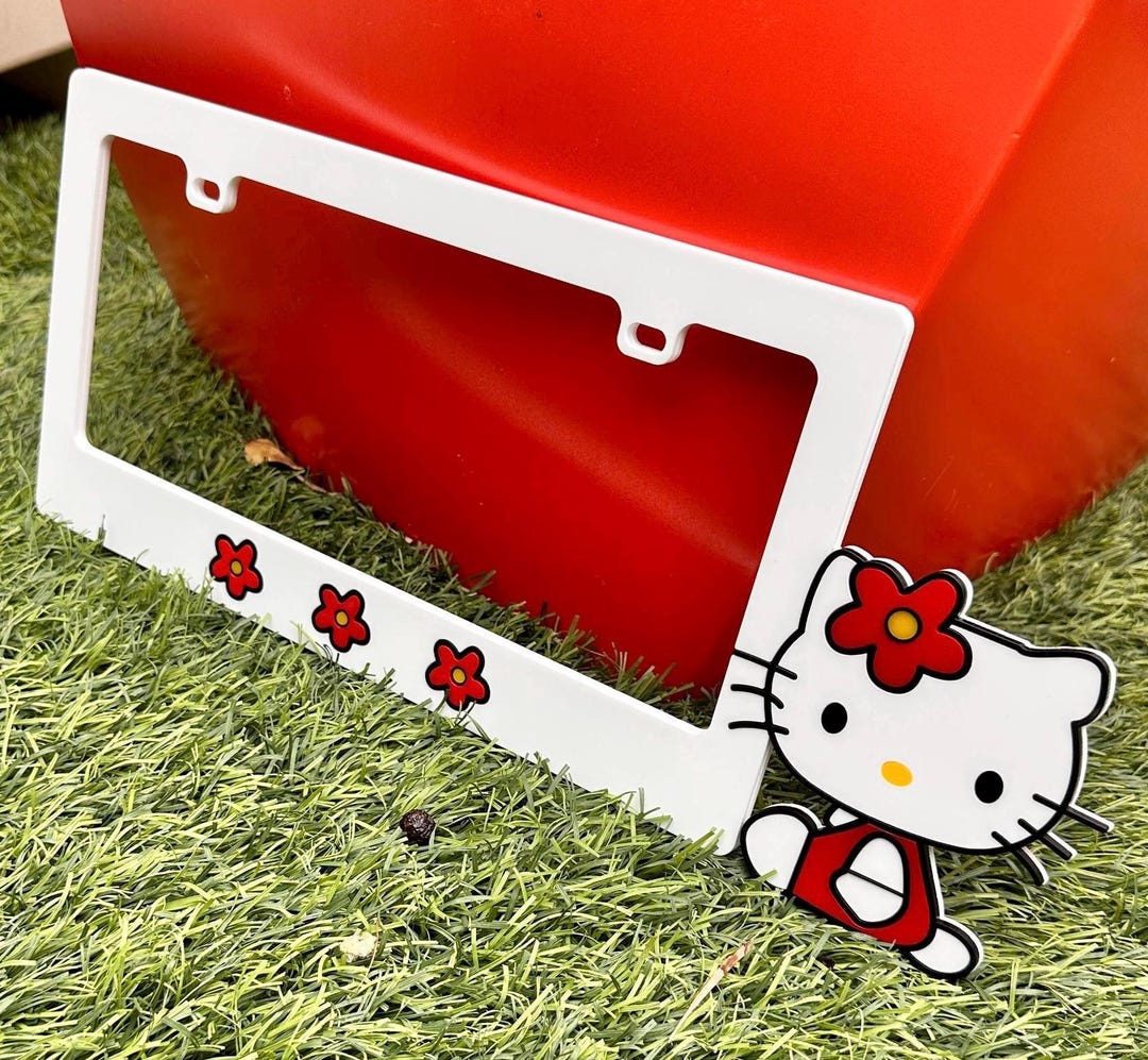 Cartoon Hello Kitty White Custom License Plate Frame 3D - Etsy
