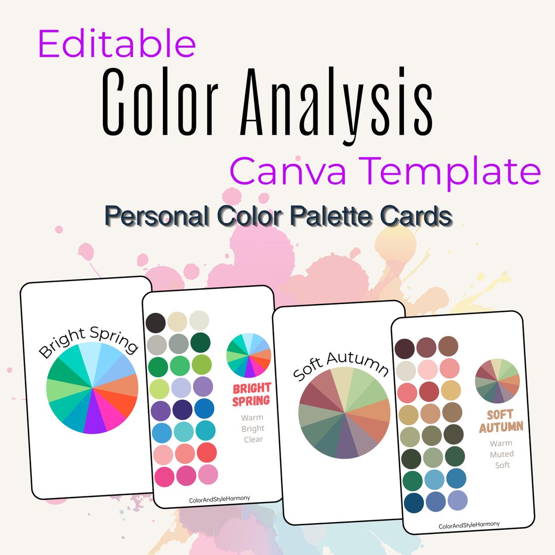 Editable Color Analysis Cards Canva Template, Personal Color Palette ...