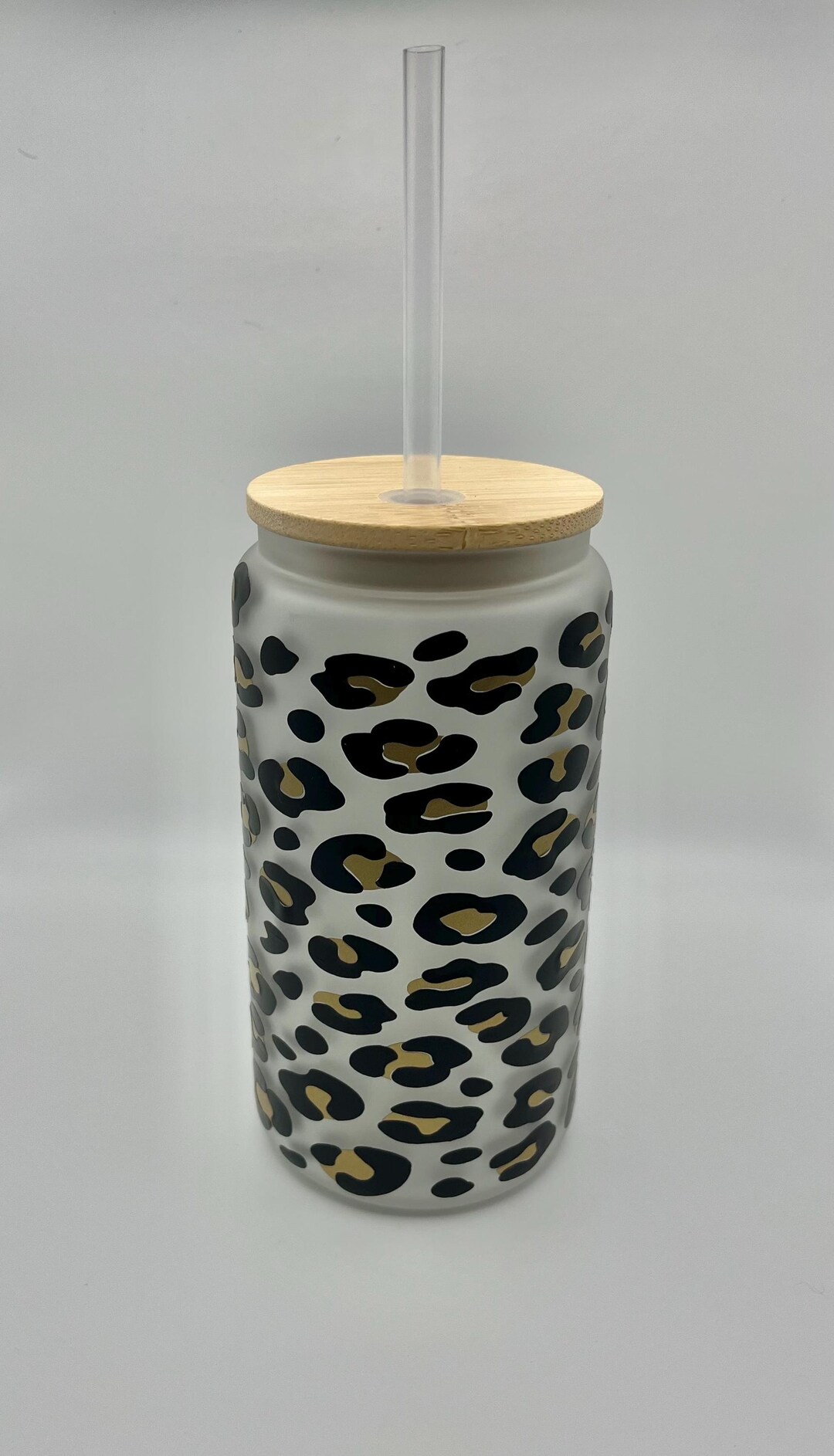 Leopard Print Frosted Glass Can Cup - Etsy