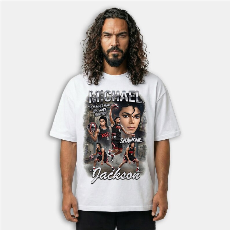 Michael Jackson Bad Era Tee Bootleg Basketball 90s Rap Tee Shamone - Etsy