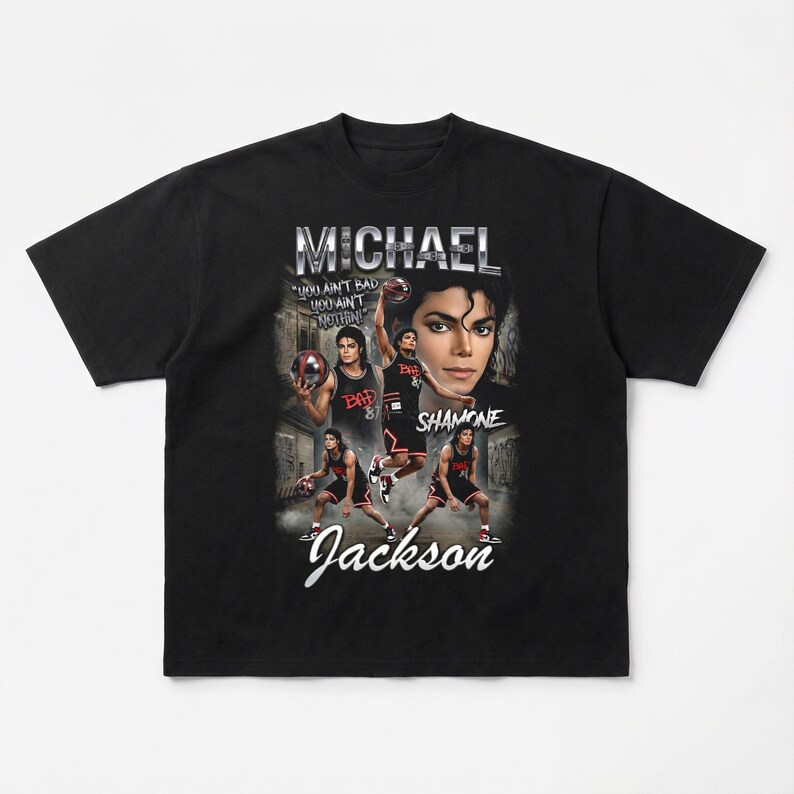 Michael Jackson Bad Era Tee Bootleg Basketball 90s Rap Tee Shamone - Etsy
