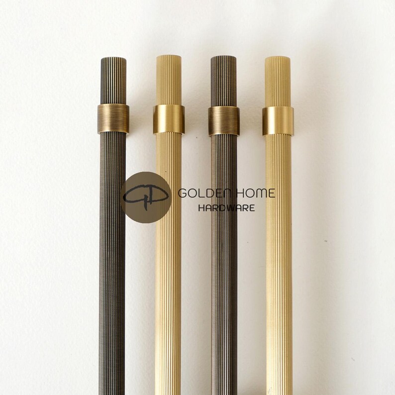 Antique Brass Cabinet Handles, Striped Bar Handle Pull, Shaker Kitchen ...