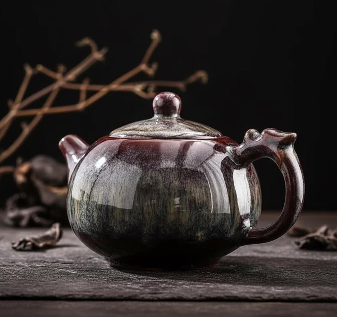 Glazed Ceramic Teapot With Dragon Handle, Kiln Fired Tea Kettle ...