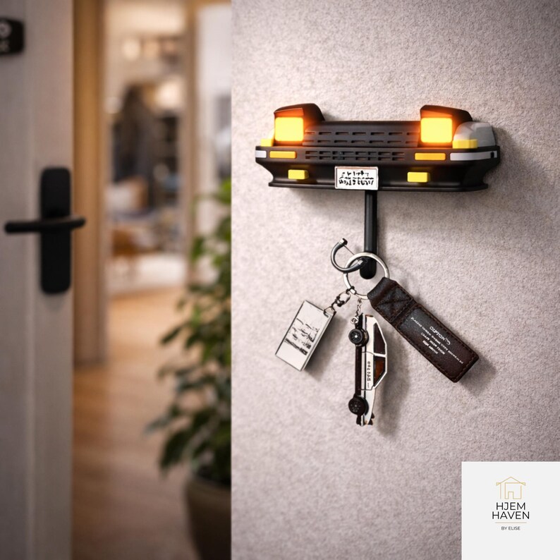 Garage Style Wall Key Holder With Decorative Light Effect for Entryway ...