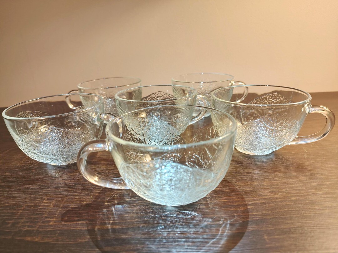 Vintage, Large Set of 6 Antique Arcoroc France Coffee Cups - Aspen Leaf ...