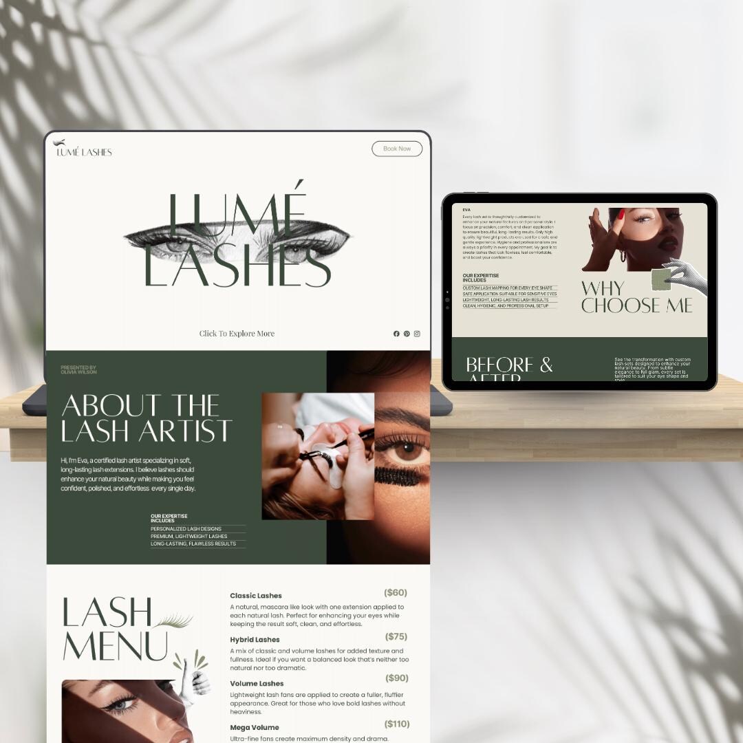 Lash Tech Artist Website Template | Canva Lash Website | Lash Artist ...