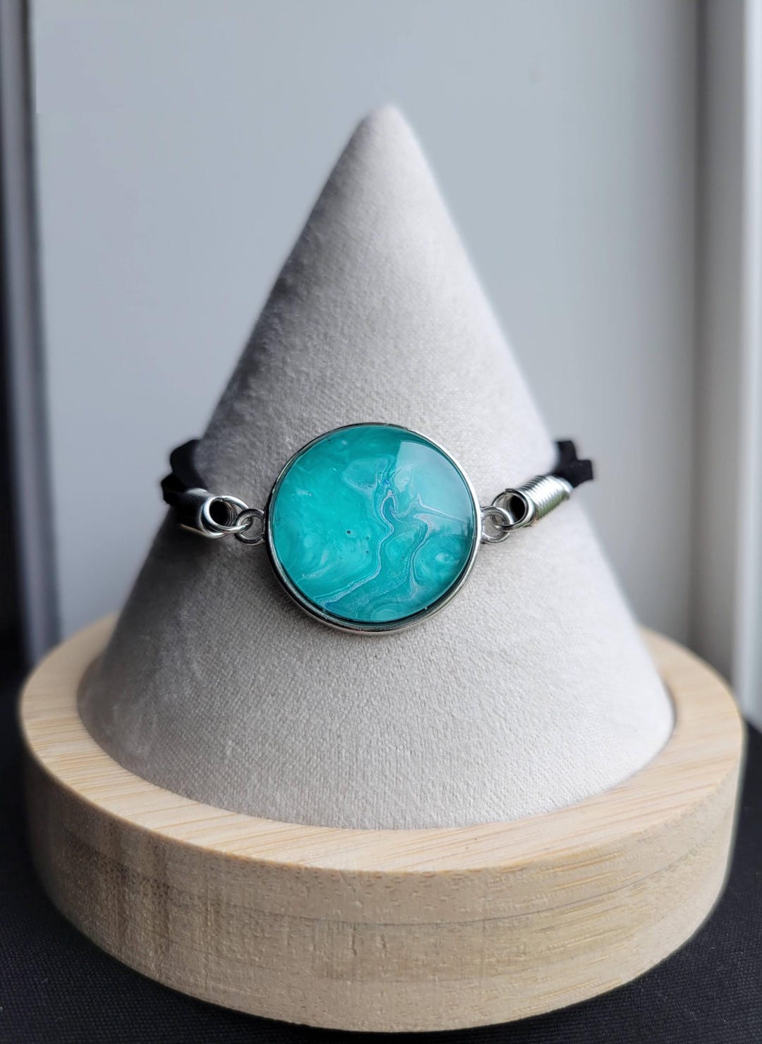 Blue & Teal / Ocean-inspired Abstract Fluid Art Bracelet / Glass ...