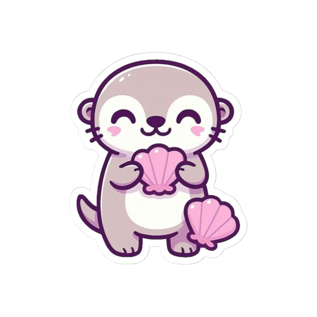 Kawaii Otter Seashells Sticker: Glossy Vinyl Kiss-cut - Etsy