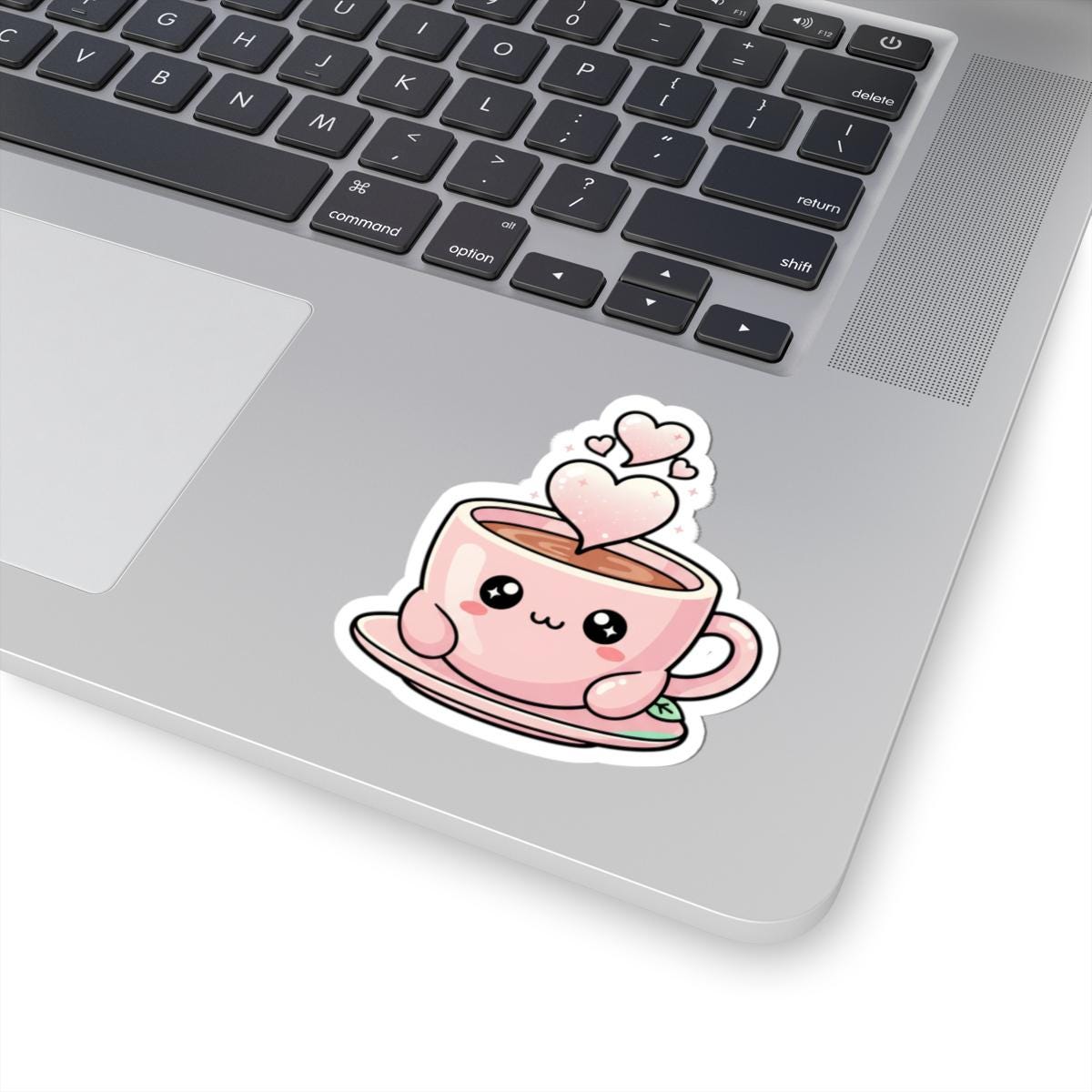 Kawaii Pink Coffee Cup Sticker | Cute Heart Steam Kiss-cut Stickers - Etsy