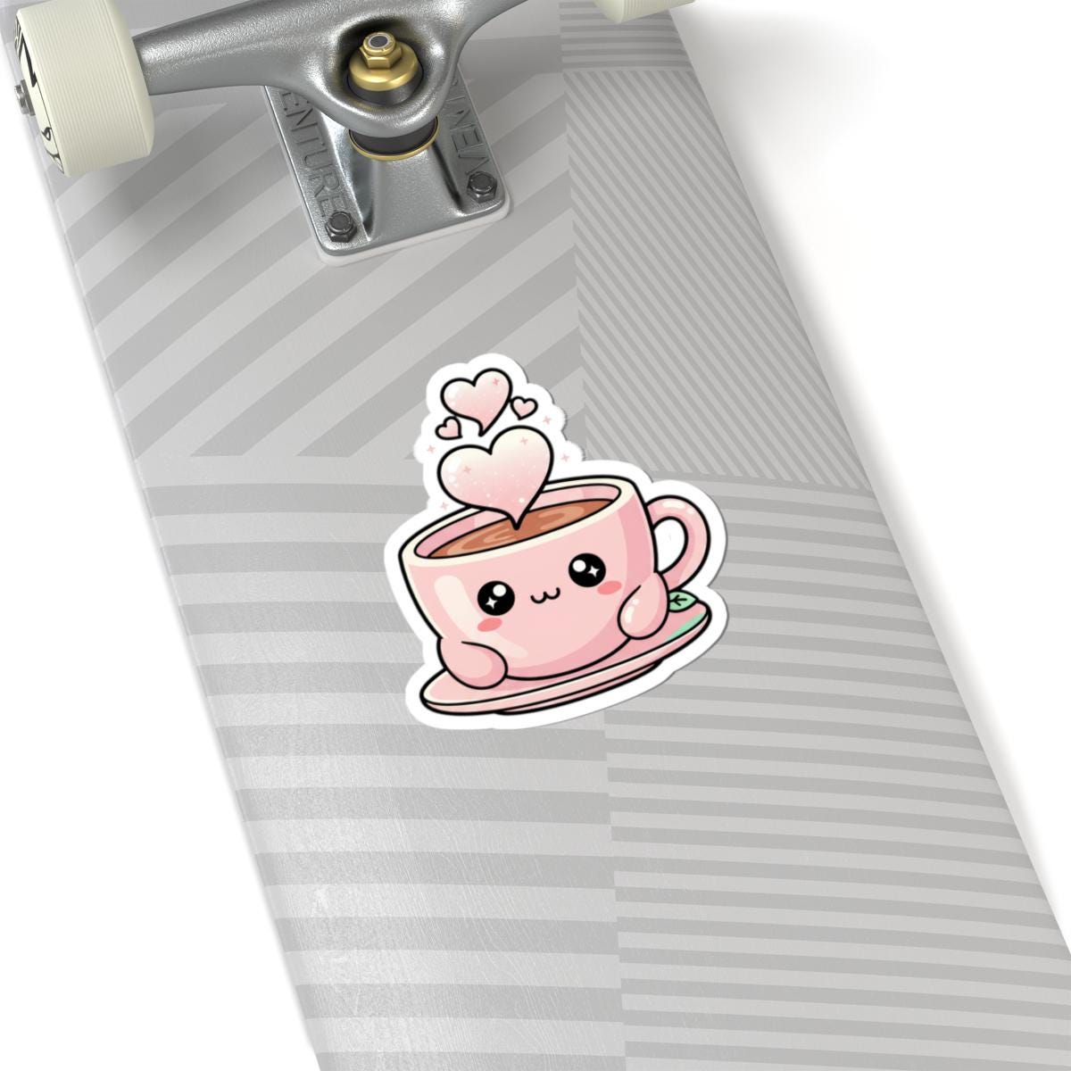 Kawaii Pink Coffee Cup Sticker | Cute Heart Steam Kiss-cut Stickers - Etsy