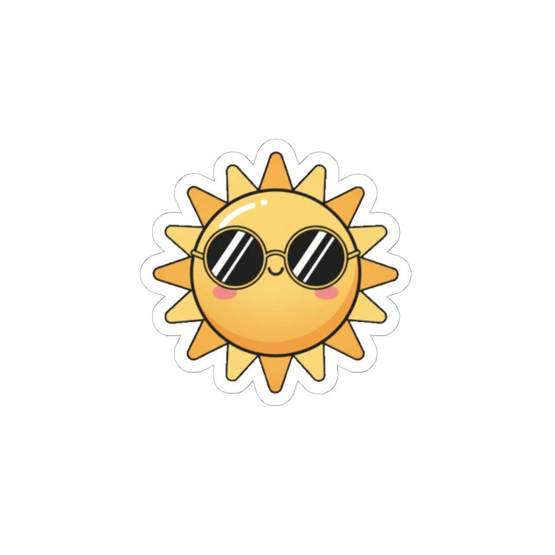 Smiling Sun Sticker, Retro Sunglasses, Glossy Vinyl Decal - Etsy