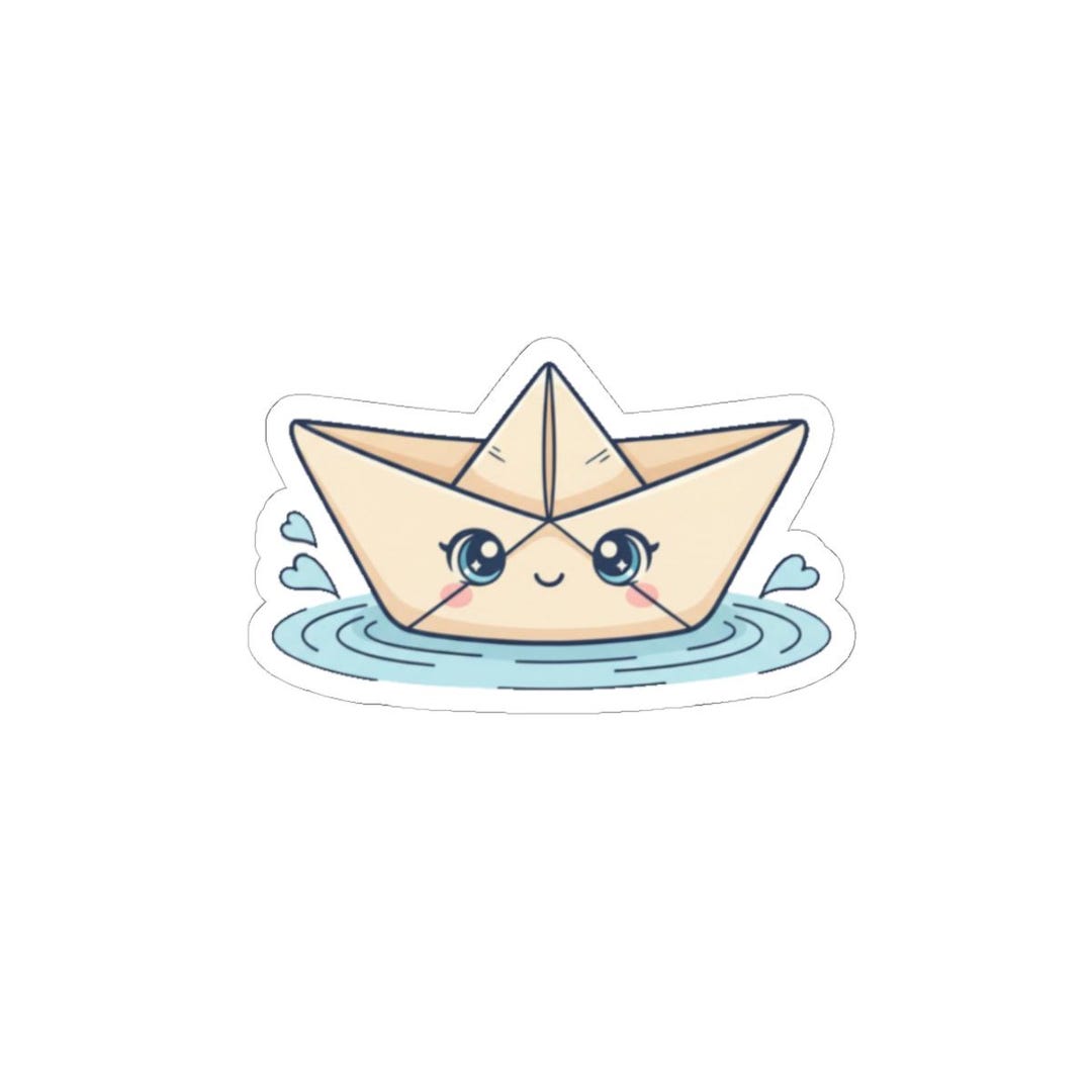 Kawaii Paper Boat Sticker | Smiling Origami, Waterproof Vinyl Decal - Etsy